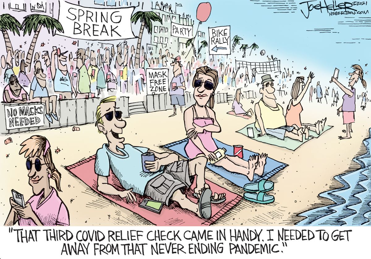 Editorial Cartoon U.S. spring break covid stimulus | The Week