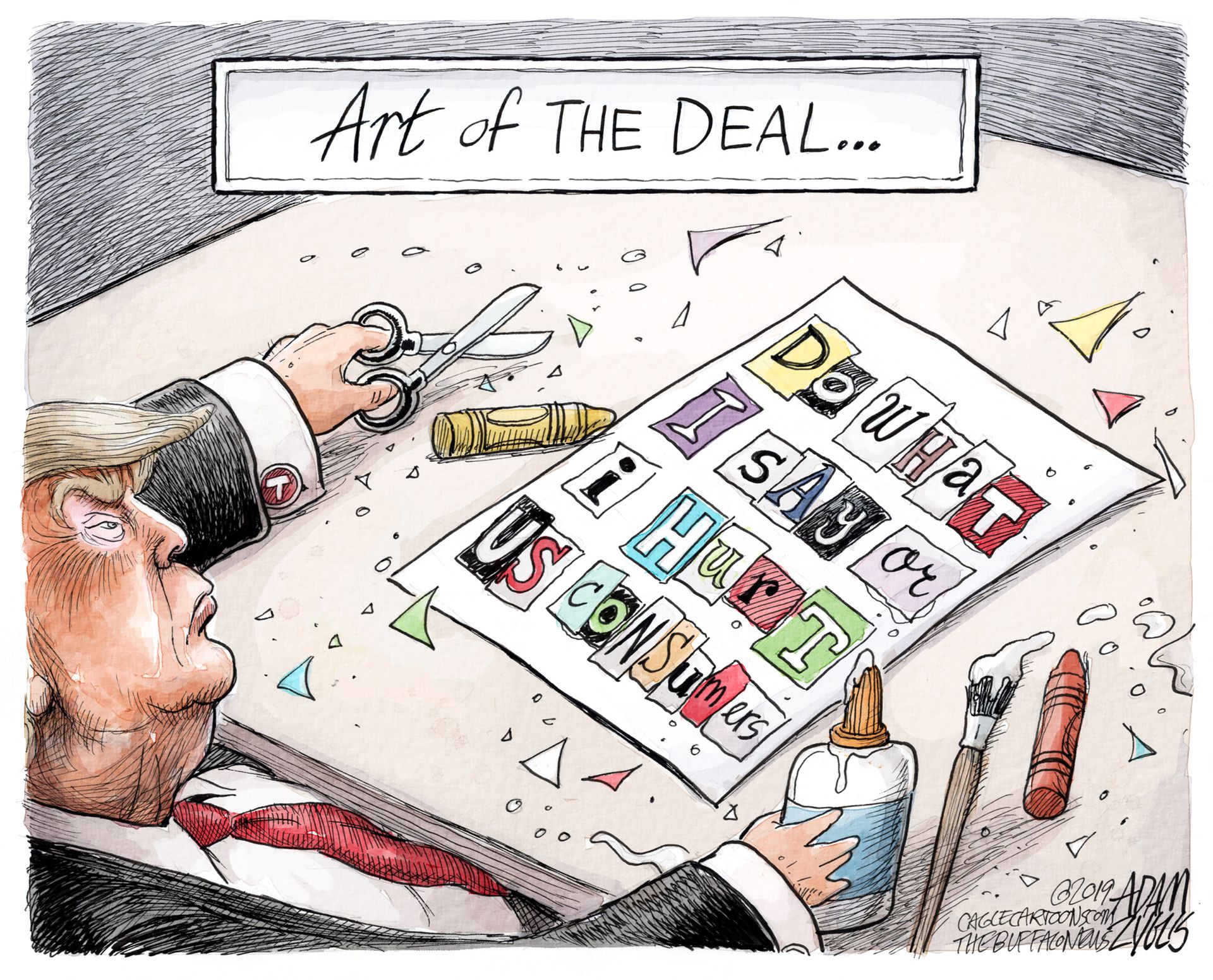 Political Cartoon U.S. Trump Mexico Tariffs Art of the Deal Ransom Note ...