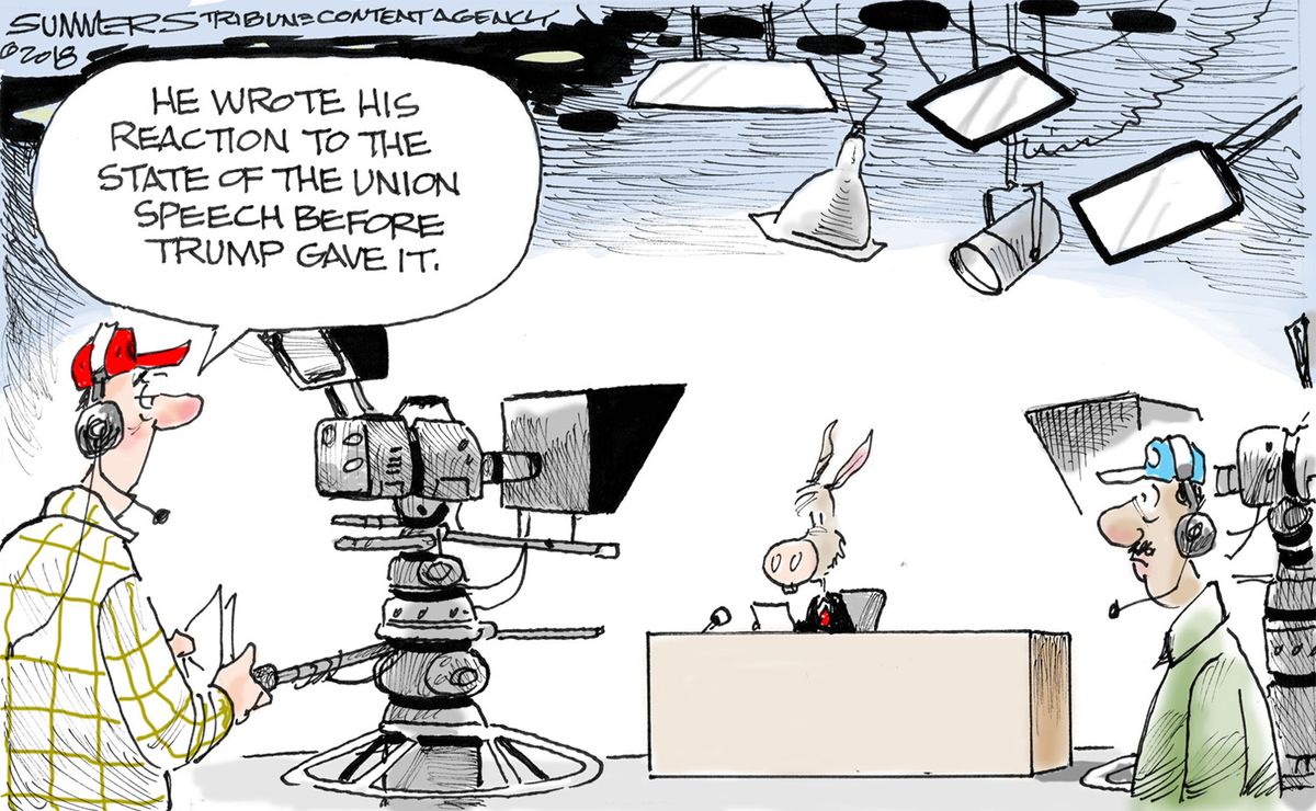 Political cartoon U.S. Trump State of the Union Democrats | The Week