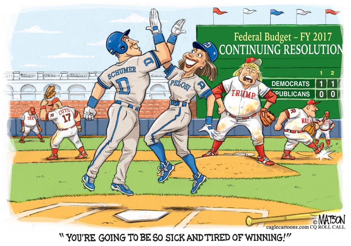 Political Cartoon U.S. President Trump winning Democrats Chuck Schumer ...