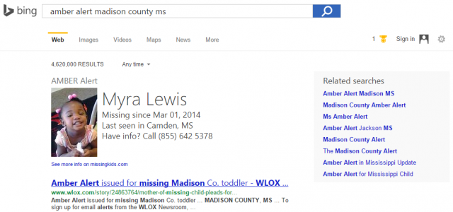 AMBER Alerts will now appear in related Bing searches | Windows Central