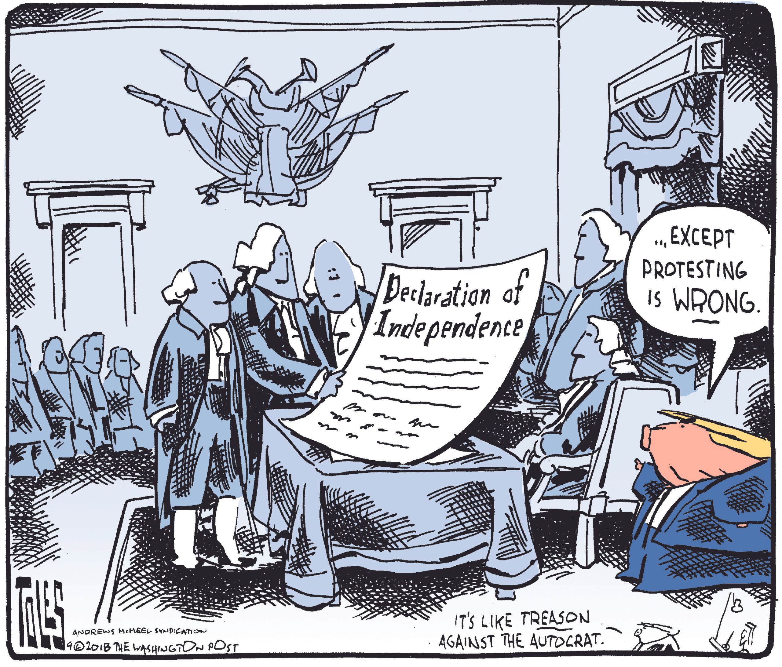 Political cartoon U.S. Trump Colin Kaepernick NFL Declaration of ...