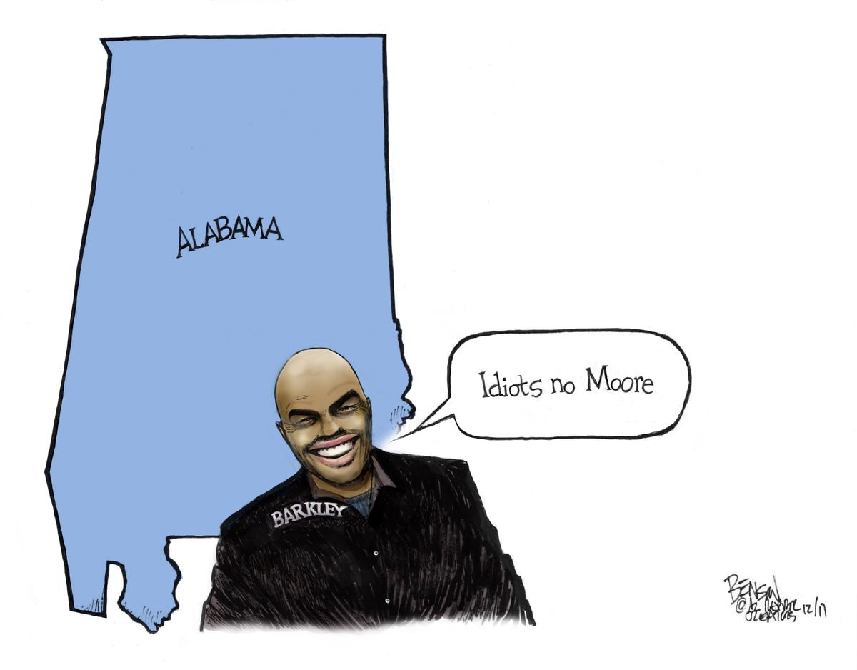 Political cartoon U.S. Alabama Roy Moore loss Charles Barkley | The Week