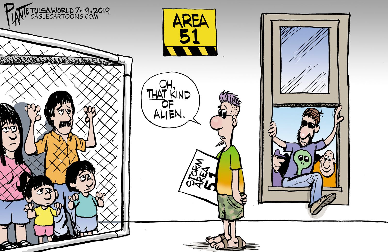Political Cartoon U.S. Area 51 Aliens Cages Migrants | The Week