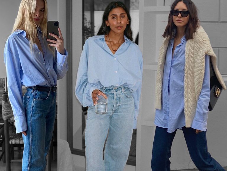 9 Easy and Effortless Ways to Wear a Blue Button-Down Shirt | Who What Wear