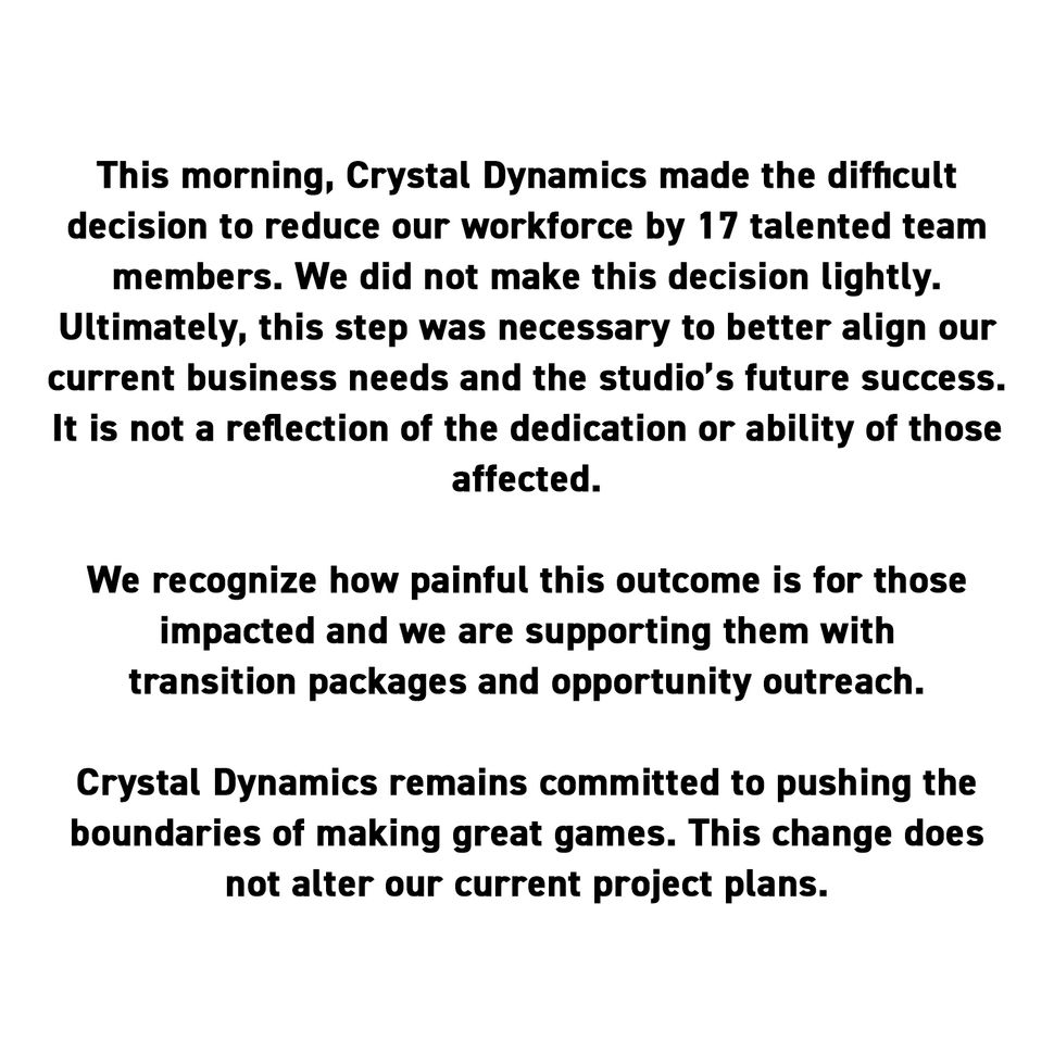 Tomb Raider developer Crystal Dynamics lays off 17 employees 'to better ...