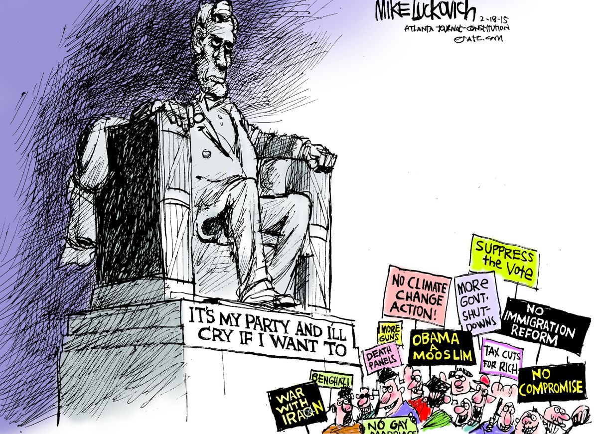 Political cartoon U.S. Party Protests | The Week