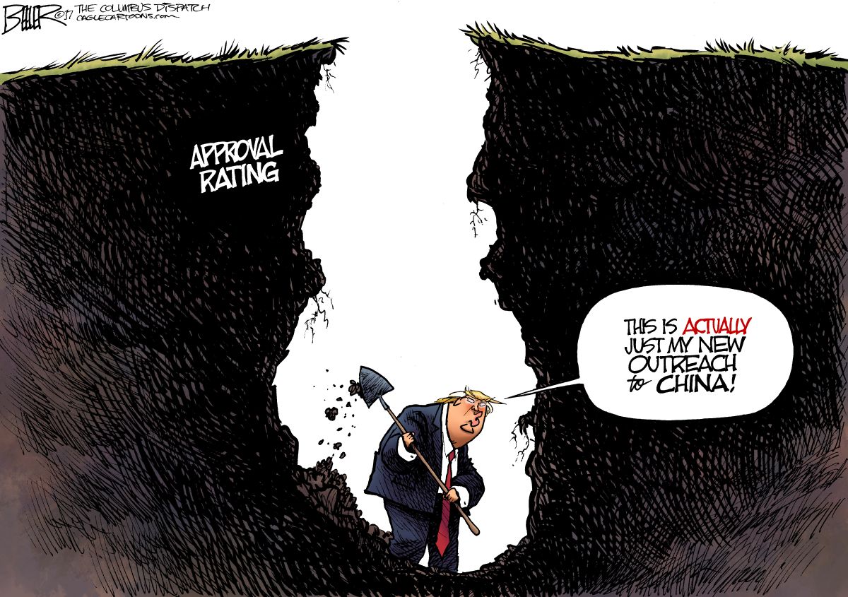 Political Cartoon U.S. Trump China Outreach Approval rating | The Week