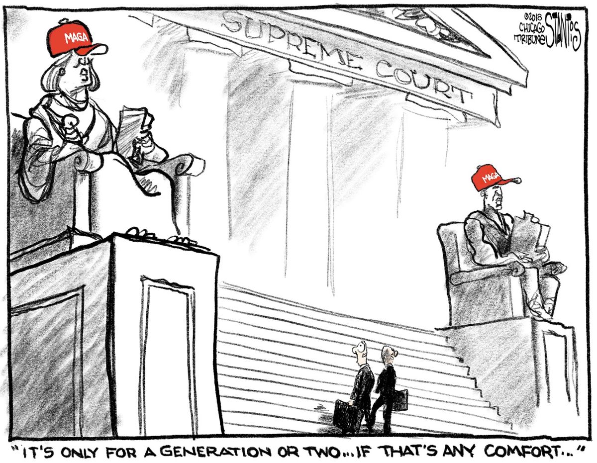 Political cartoon U.S. Supreme Court Trump nomination Anthony Kennedy ...