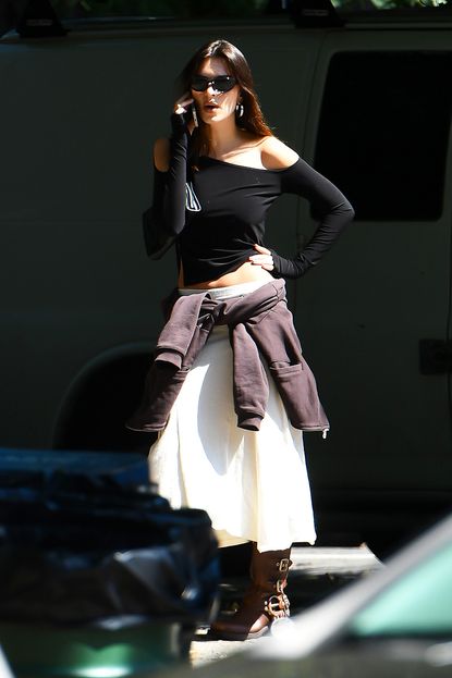 EmRata Just Wore the Perfect White Midi Skirt Fall Outfit | Who What Wear