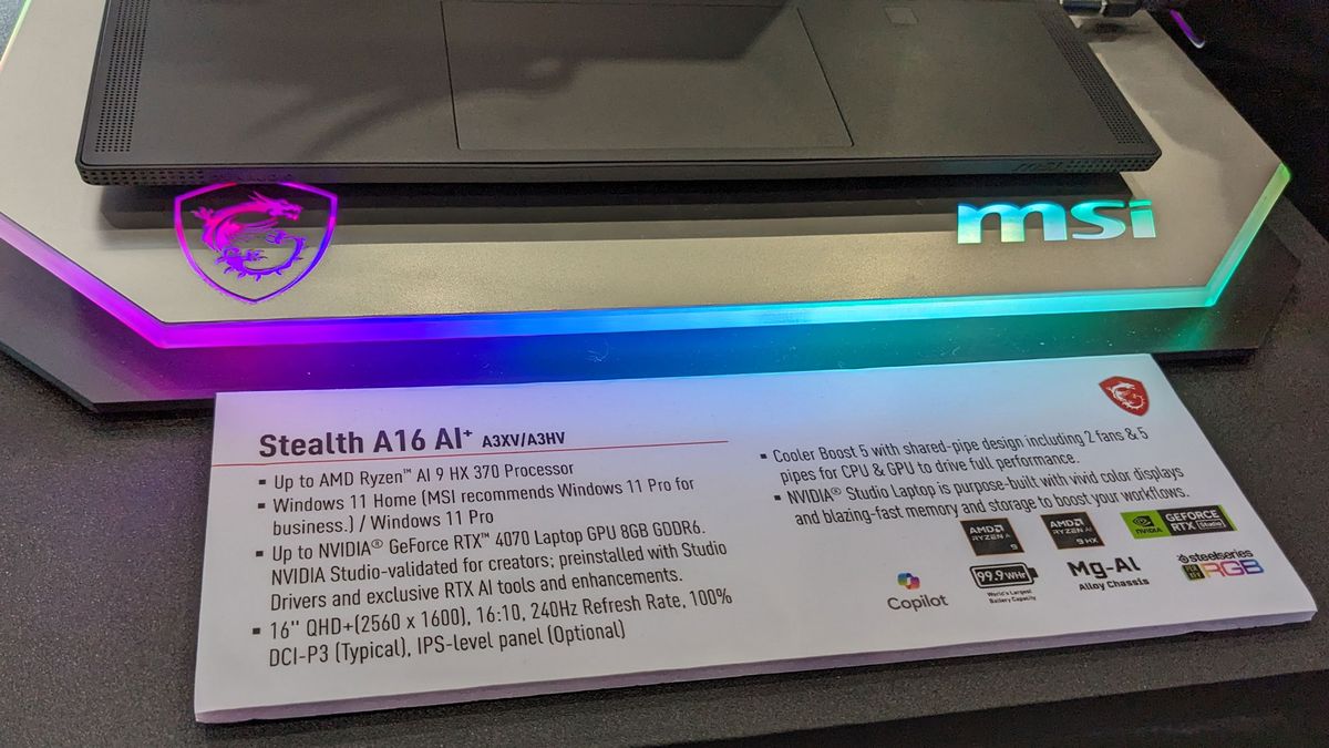 MSI launches AI+ laptops for gamers and creators, boasting 100 to 542 TOPS | Tom's Hardware