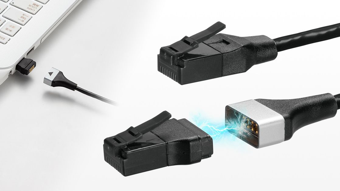 MagSafe-like detachable Ethernet cable debuts — Cat6 cables available ...