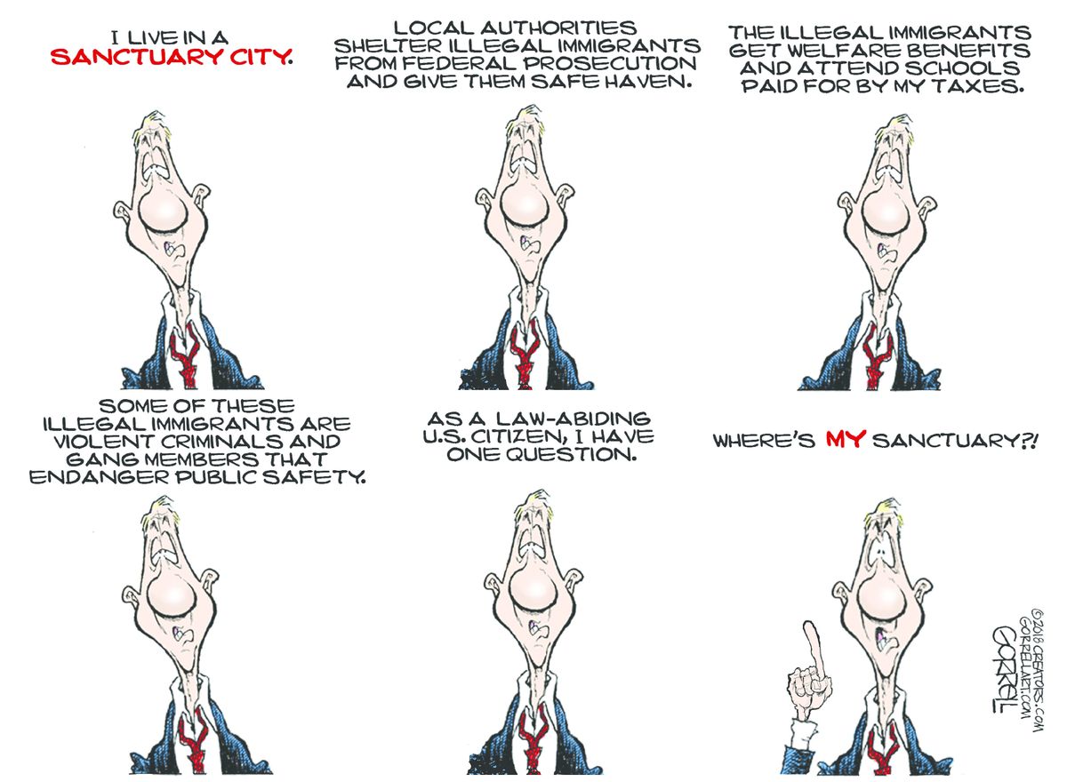 Political cartoon U.S. Sanctuary cities immigration | The Week