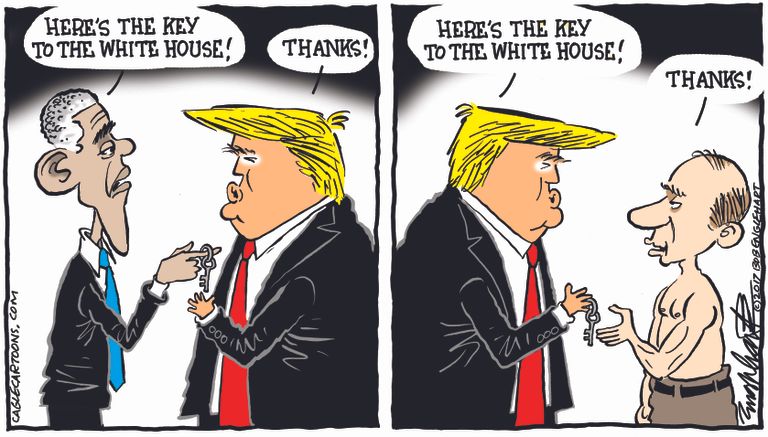 Political cartoon U.S. Donald Trump Barack Obama Vladimir Putin ...