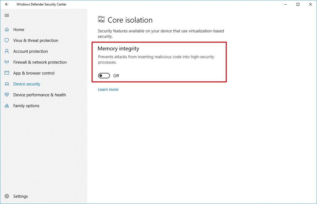 How to enable memory integrity protection on Windows 10 April 2018 ...