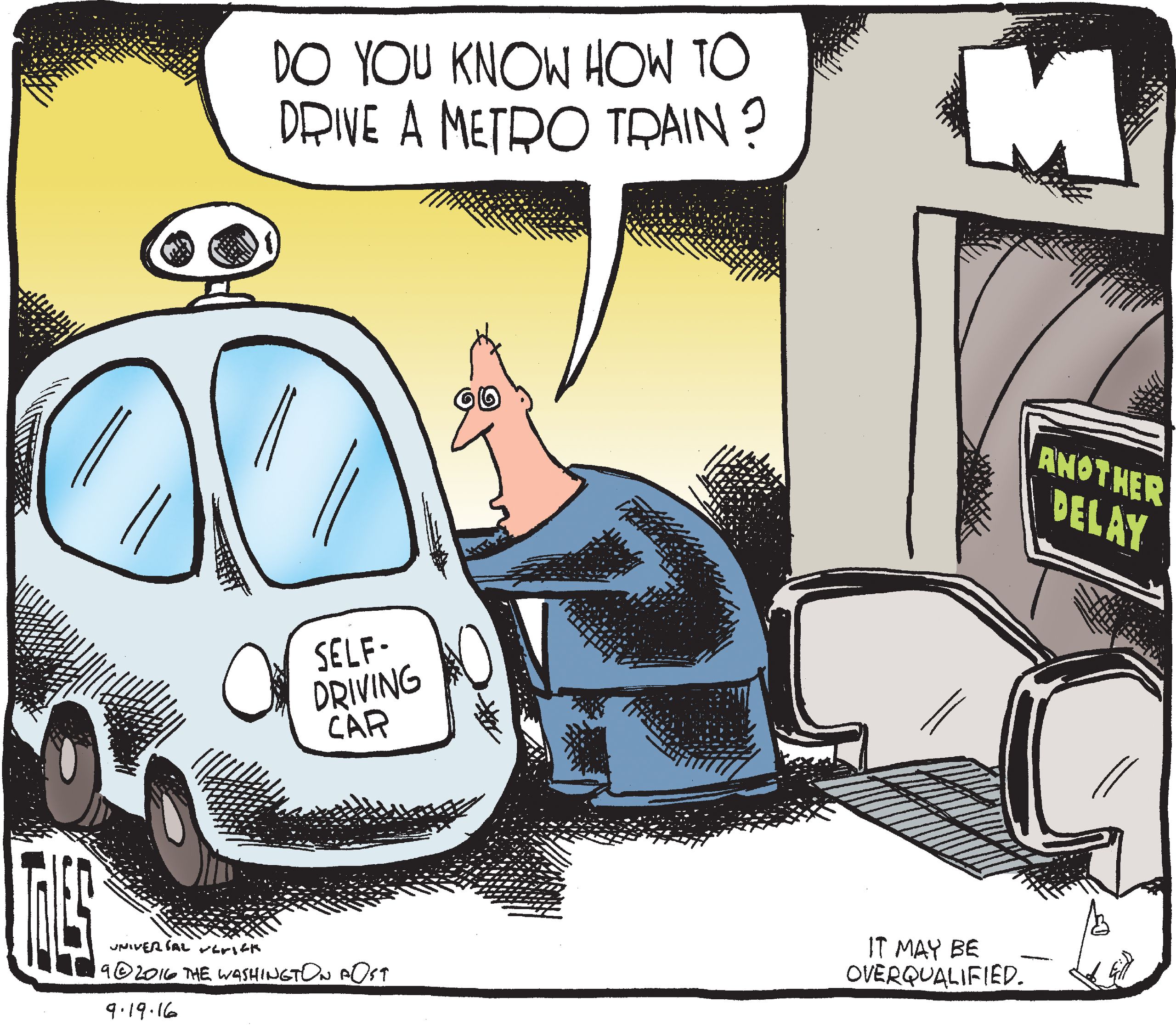 Editorial cartoon U.S. self-driving cars metro system | The Week