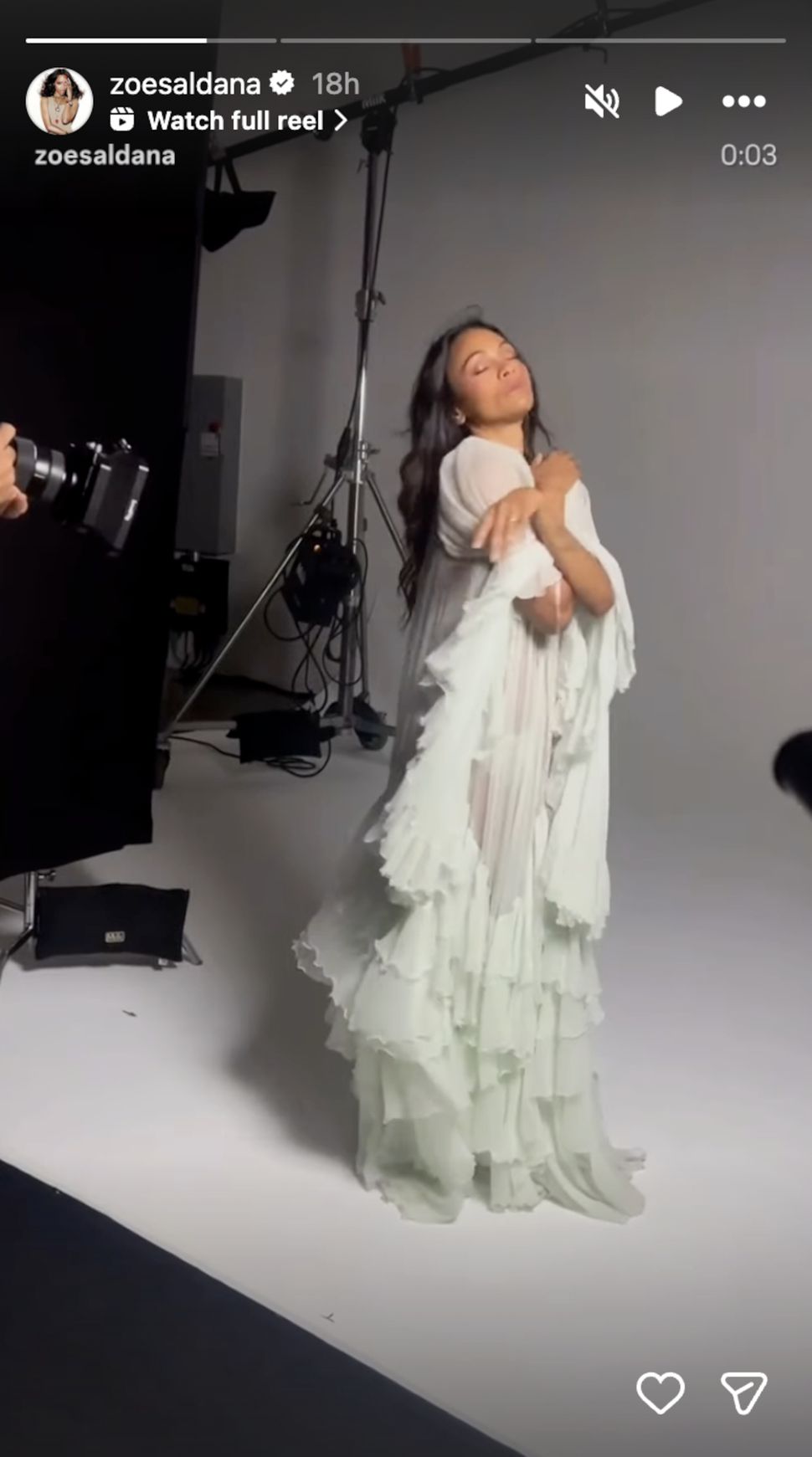 Zoe Saldaña Graced New Cover In Ethereal White, And Her Gown Is Sheerly ...