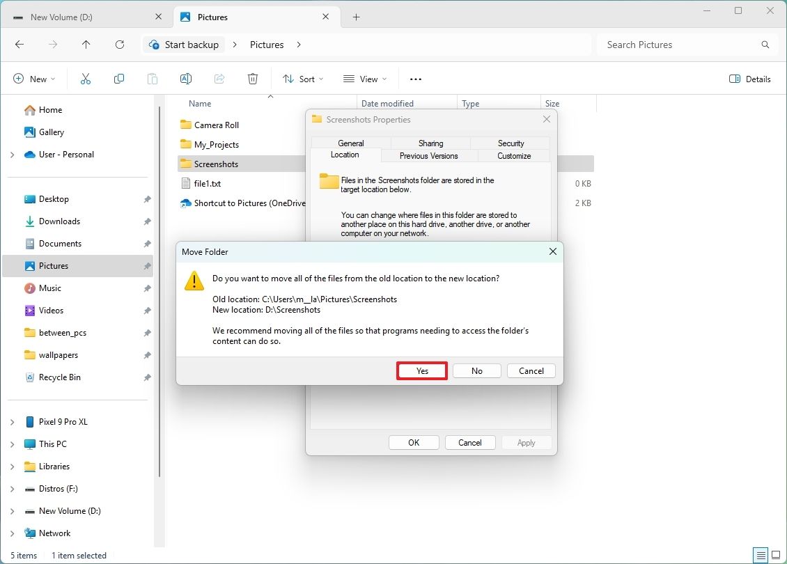 Change default save location for screenshots on Windows 11 | Windows ...