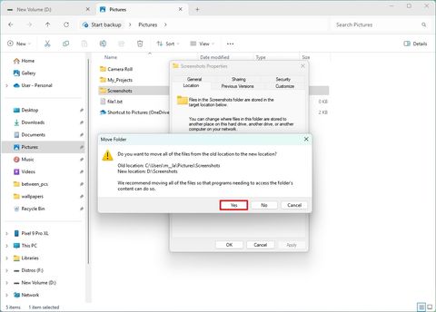Change default save location for screenshots on Windows 11 | Windows ...