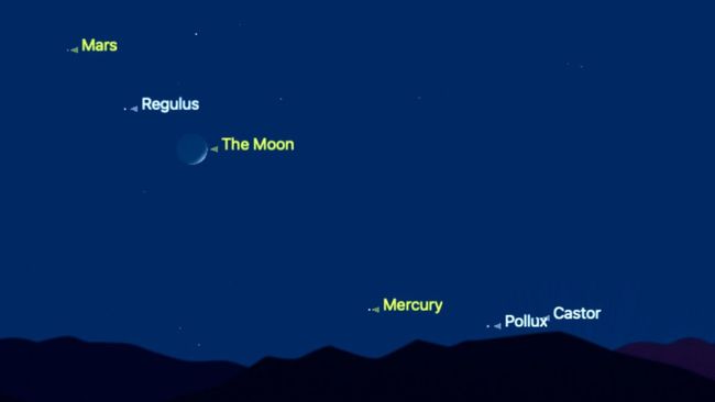 See the crescent moon dance with Mars and the bright star Regulus this ...