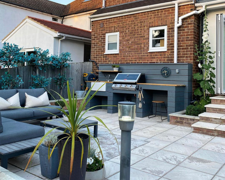 DIY fans make grey outdoor kitchen in their back garden and it looks ...