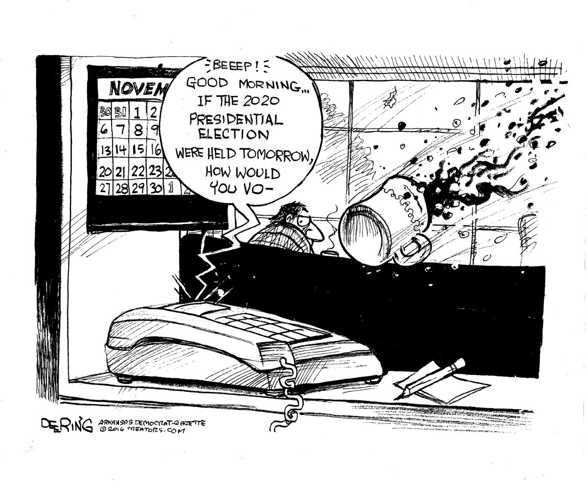 Political cartoon U.S. 2020 election preemptive polling | The Week