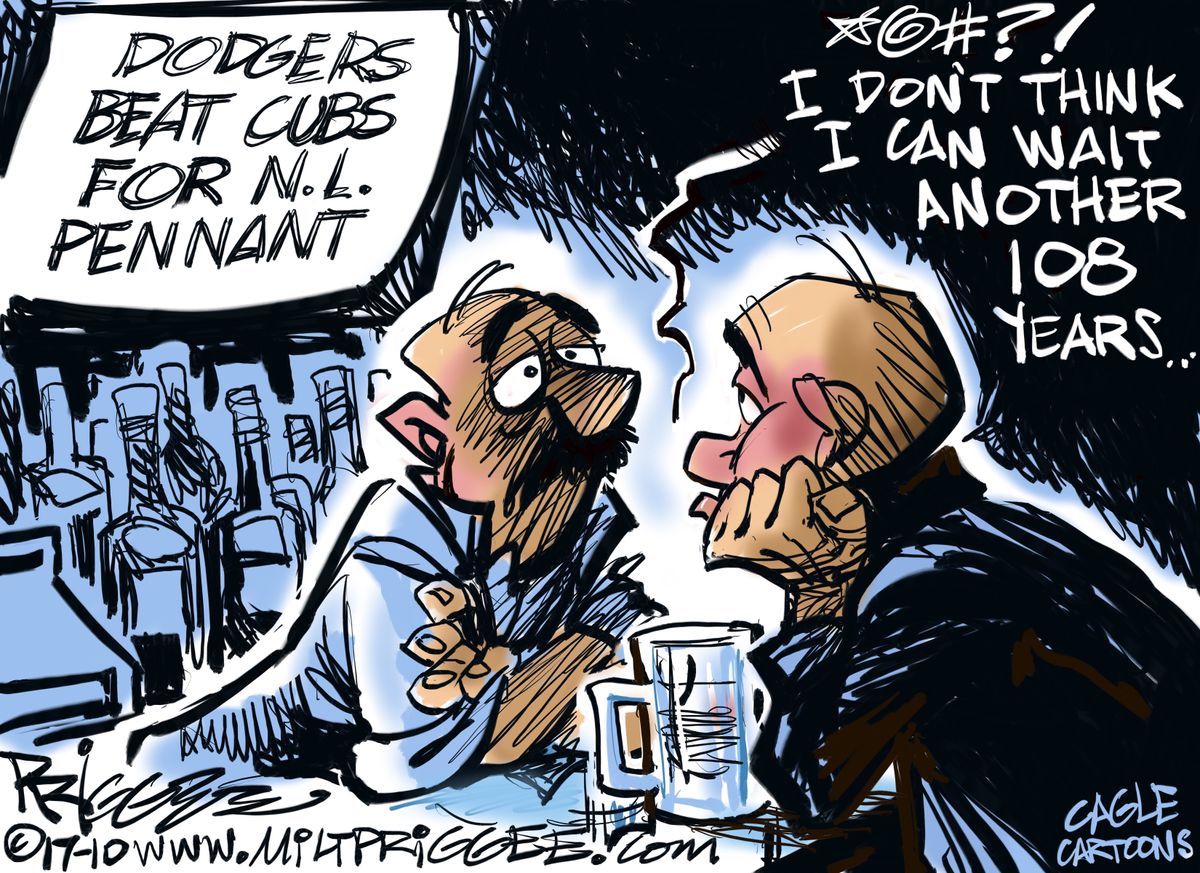 Editorial cartoon U.S. MLB baseball Cubs Dodgers | The Week