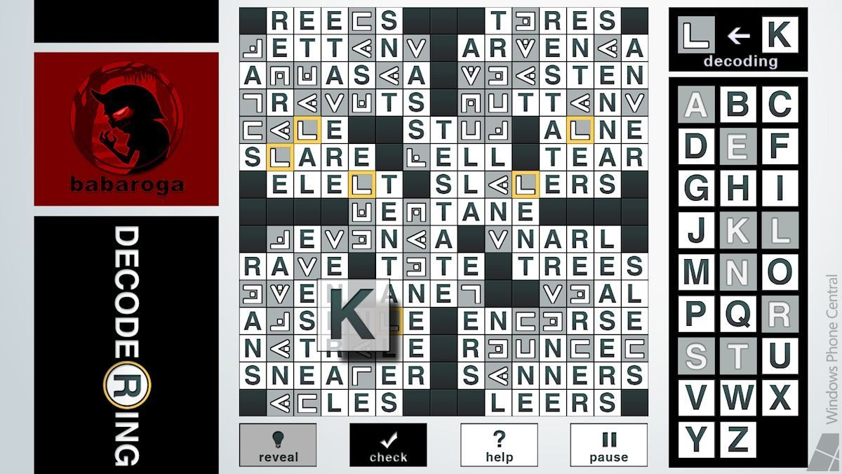 Solve clever word puzzles with DecodeRing for Windows Phone 8 and ...