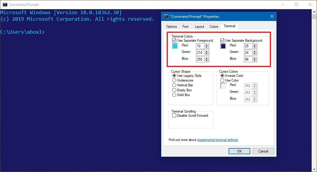 How to customize Command Prompt using Terminal tab on the Windows 10 ...