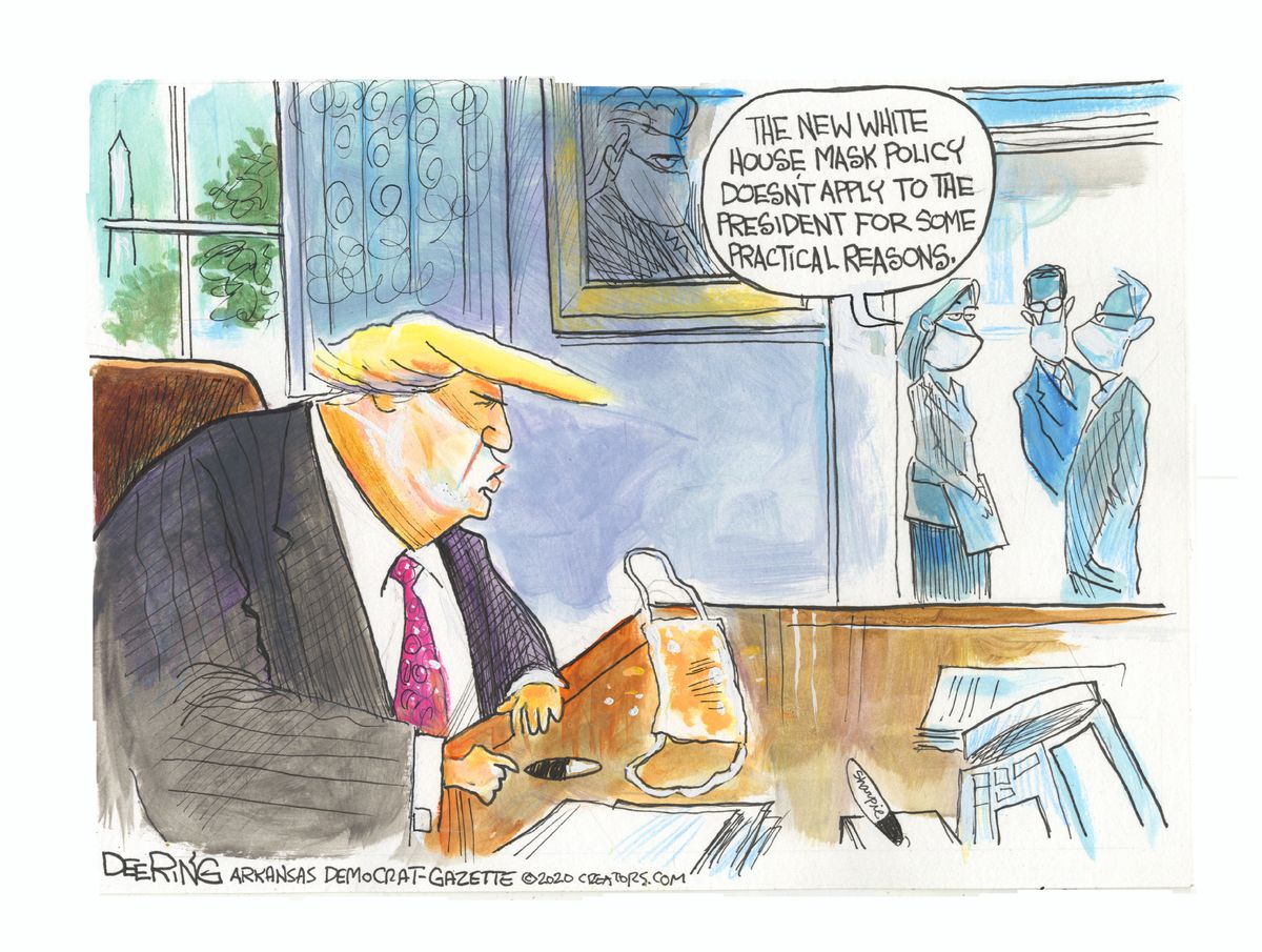 Political Cartoon U.S. Coronavirus Trump mask tanner | The Week