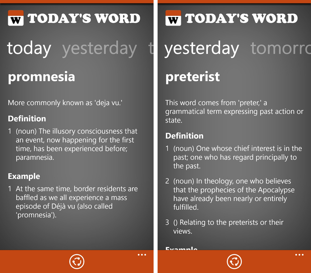Today's Word - learn a new word every day with Windows Phone 8 ...