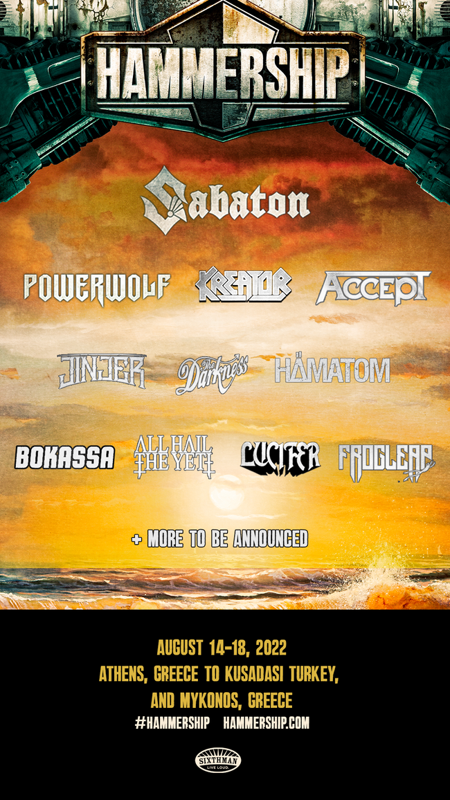 All aboard the Hammership! Sabaton, Powerwolf, Kreator and more to play ...