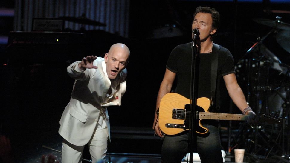 "Michael, come out and sing one with me please." Watch American icons Bruce Springsteen and ...