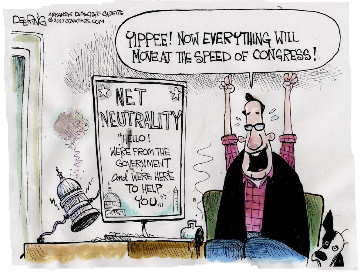 Political cartoon U.S. net neutrality Congress internet speed | The Week