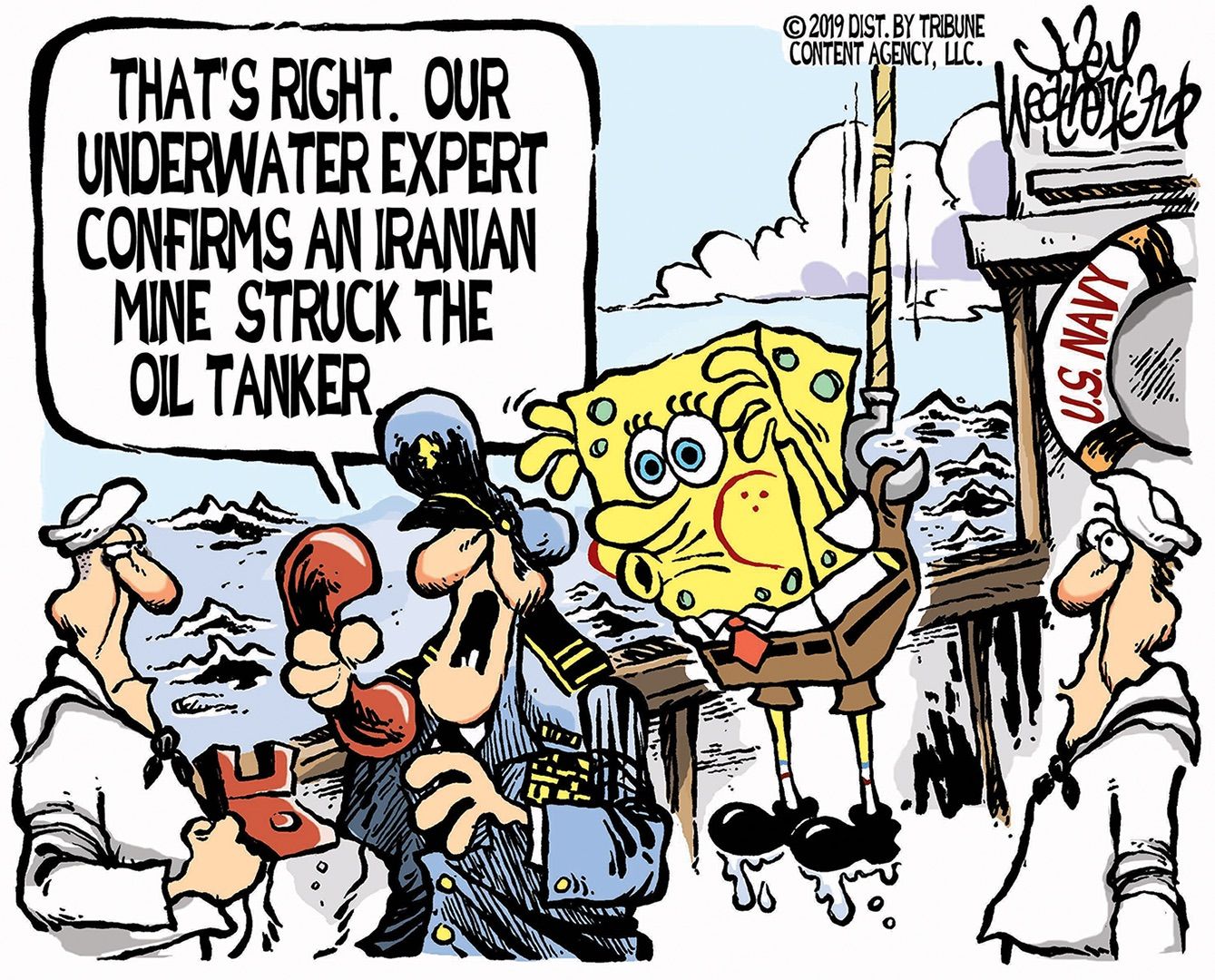 Political Cartoon U.S. Spongebob Iran Tanker Attack Navy | The Week