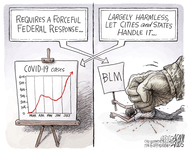 Political Cartoon U.S. Trump COVID response BLM Portland protests | The ...