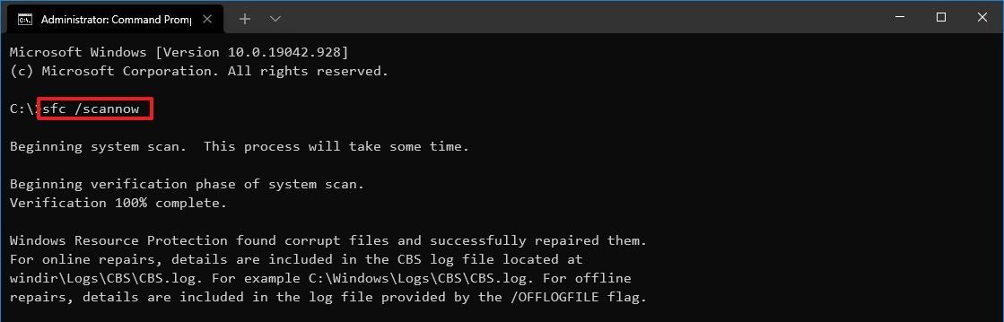 How to use Windows 10's System File Checker (SFC) scannow command to ...