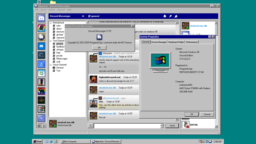 Modern Discord hacked into Windows 95 and 98, slimmed down version ...