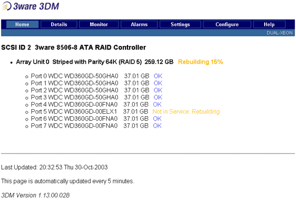 3Ware Escalade 8506: 3DM - RAIDCore Unleashes SATA to Take Out SCSI | Tom's Hardware