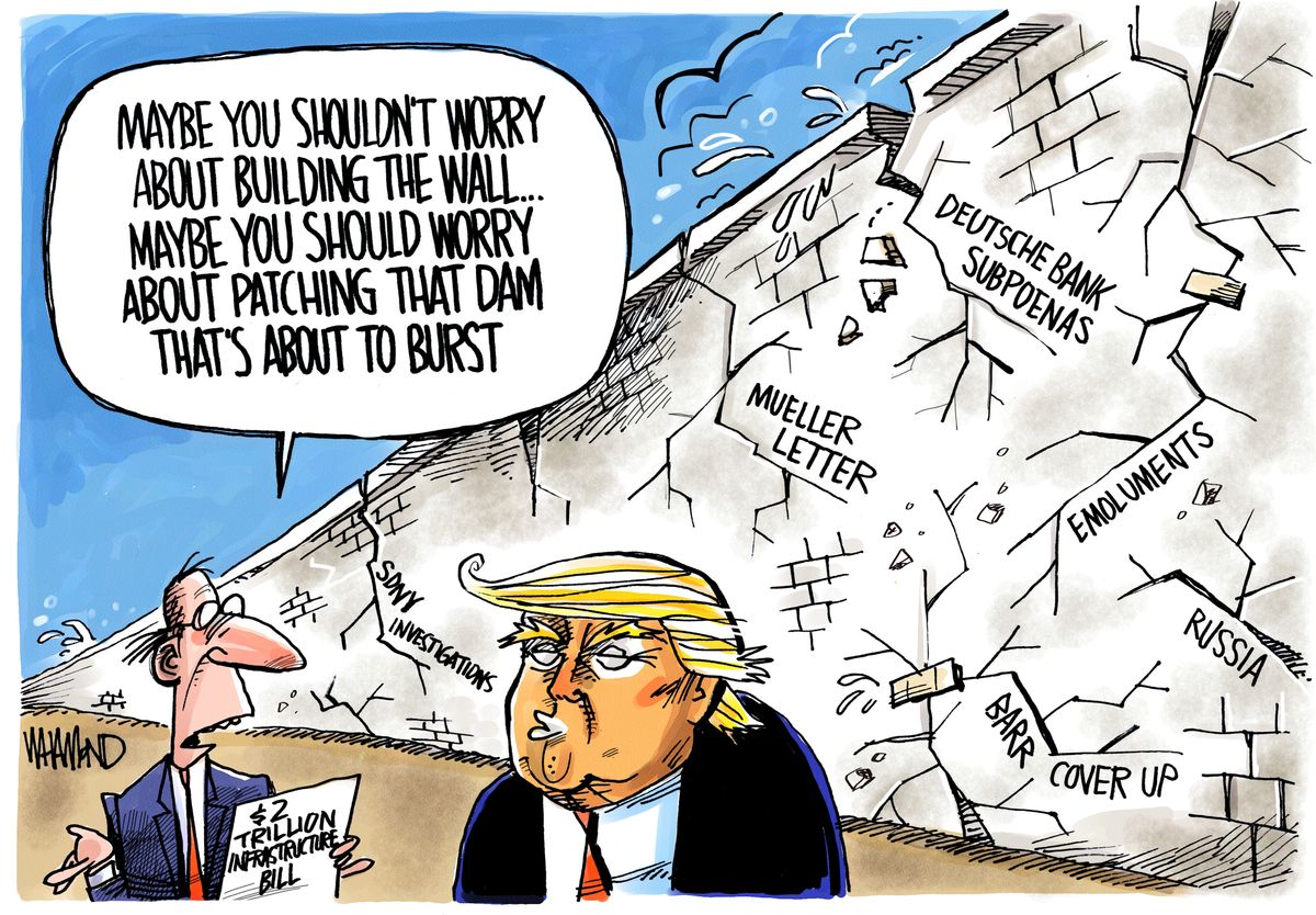 Political Cartoon U.S. Trump wall cover up | The Week