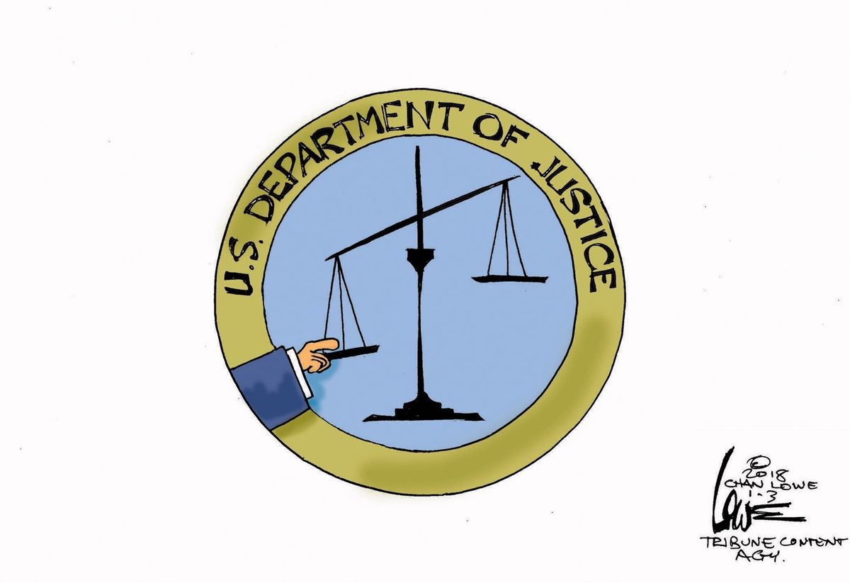 Political cartoon U.S. Trump administration Justice Department bias FBI ...