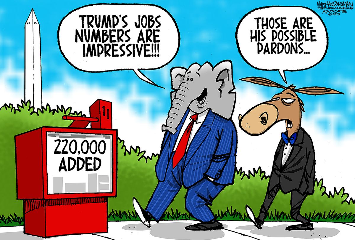 Political Cartoon U.S. GOP Republican Democrat Trump jobs numbers ...