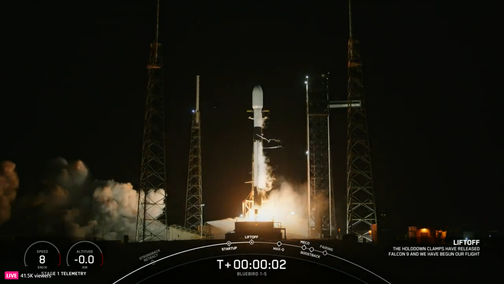 SpaceX launches 5 giant BlueBird smartphone satellites for AST ...
