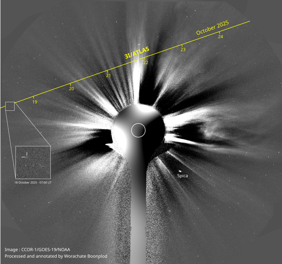 Interstellar comet 3I/ATLAS brightened behind the sun, NASA spacecraft ...