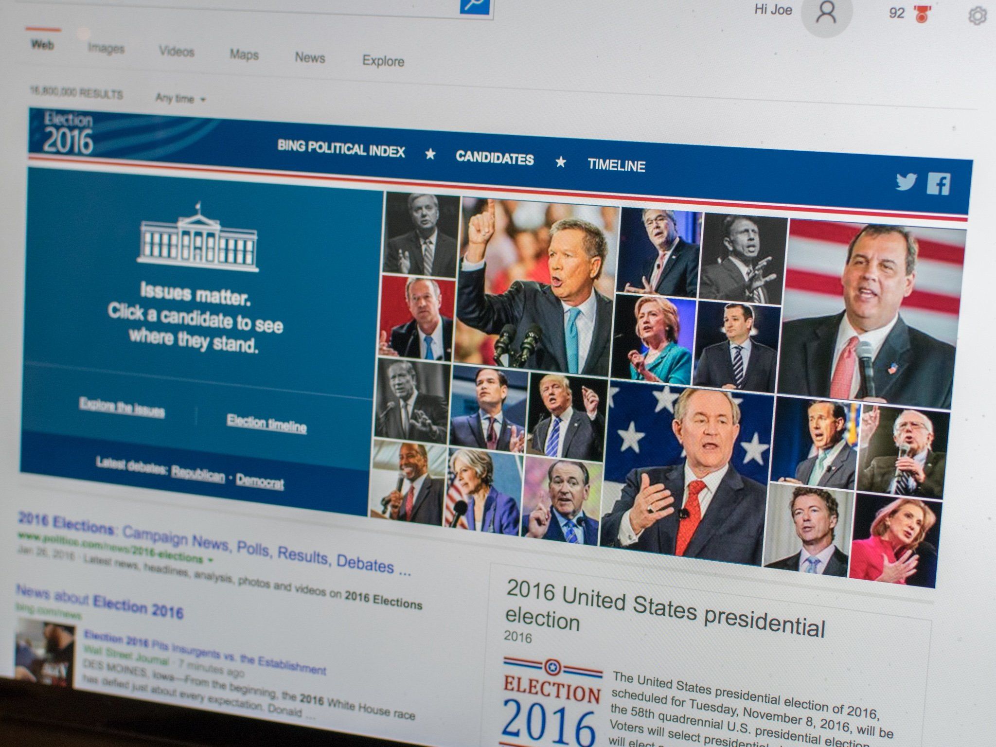 Bing's 2016 Election Center picking up state primary and caucus vote ...