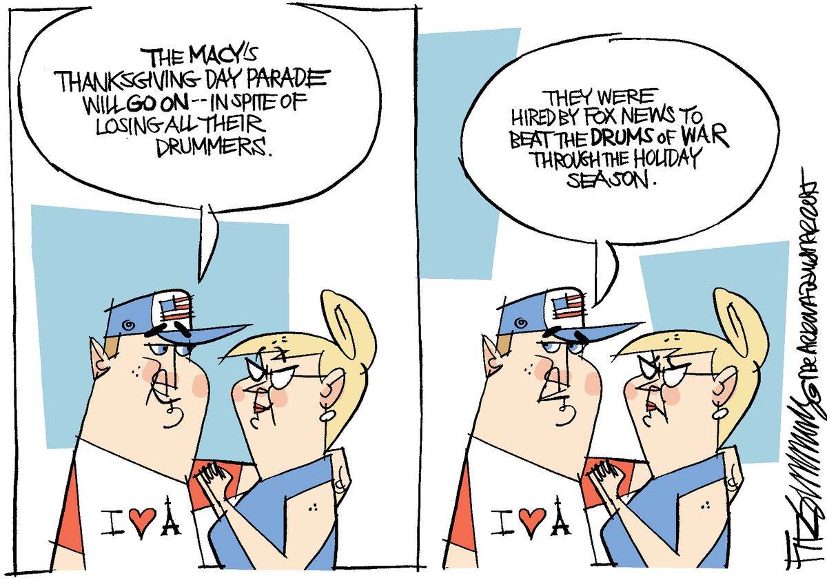 Editorial cartoon Thanksgiving Parade FOX | The Week