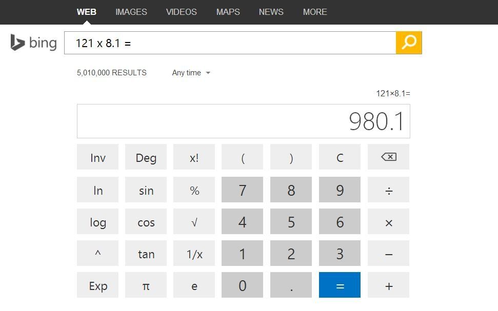 Tip: Bing search finally gets interactive calculator | Windows Central