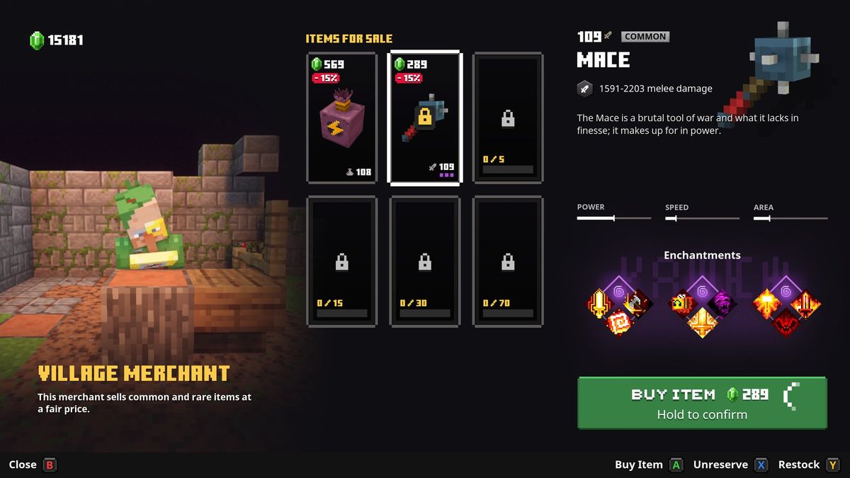 Minecraft Dungeons guide: How to use the new Village Merchant vendor ...