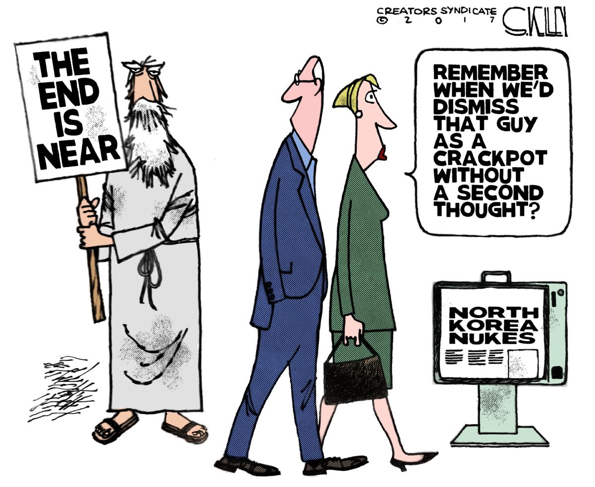 Political Cartoon U.S. Nuclear War North Korea Trump Administration ...