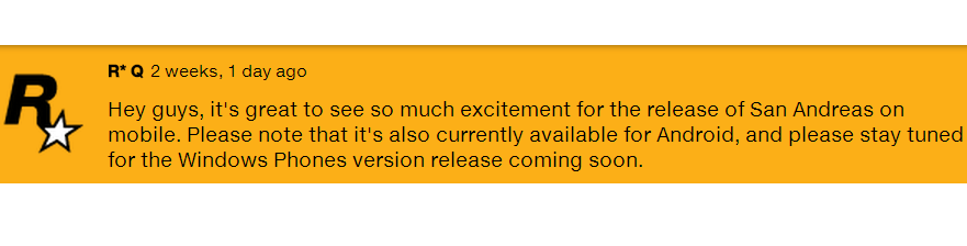 Rockstar Games on GTA San Andreas for Windows Phone: ‘Coming soon ...